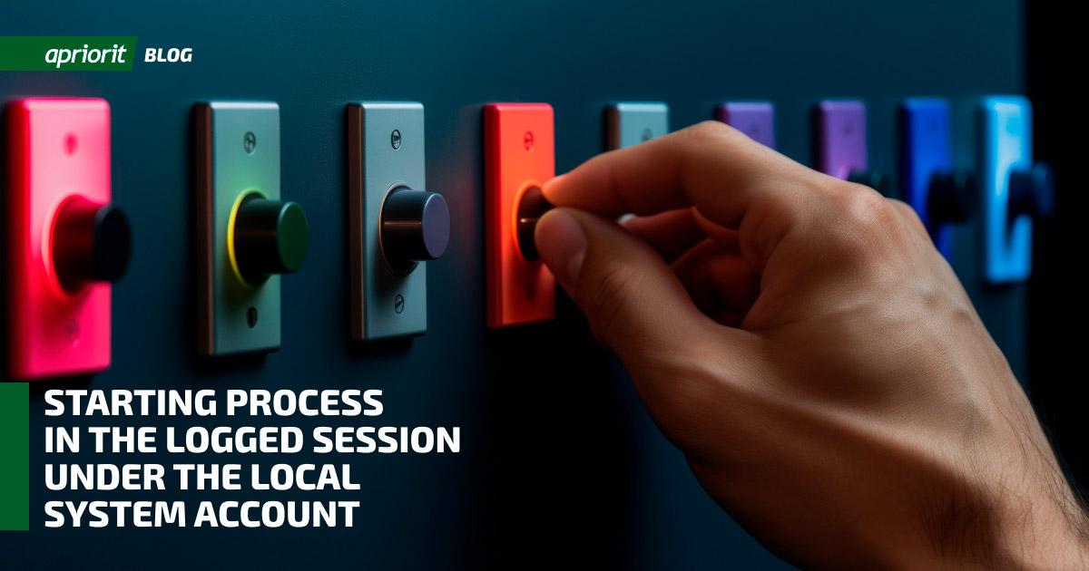 Starting process in the logged session under the local system account ...